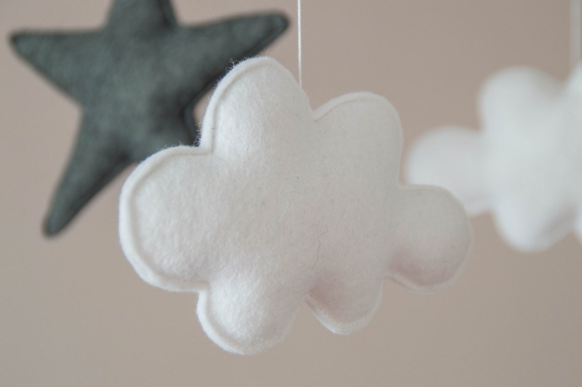 Baby mobiles Grey gold and White mobile starry night sky cot | Etsy