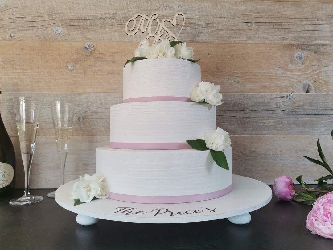 CAKE PLATE Wedding Cake Stand Plate Platter Engraved Pastry Shop 13/14 ...