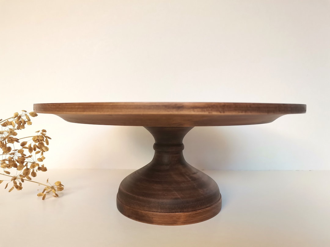CAKE STAND Wood Brown Extra Large Cake Platter Plate 17/15.5/14/13 ...
