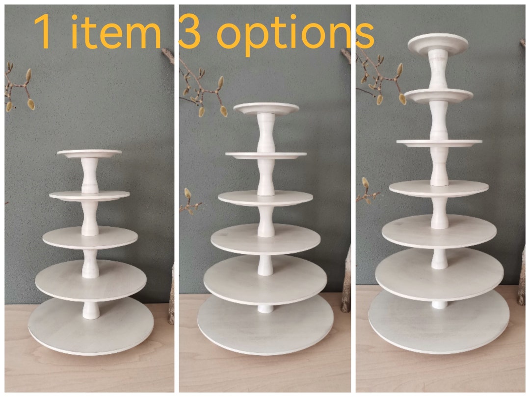 CAKE STAND TRAY Variable 5 to 7-tiered, Wood Shabby White, Pastry Shop ...