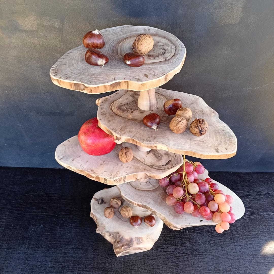ETAGERE DESSERT Jewelry Tray Unique Cake Stand Display Wedding Wood ...