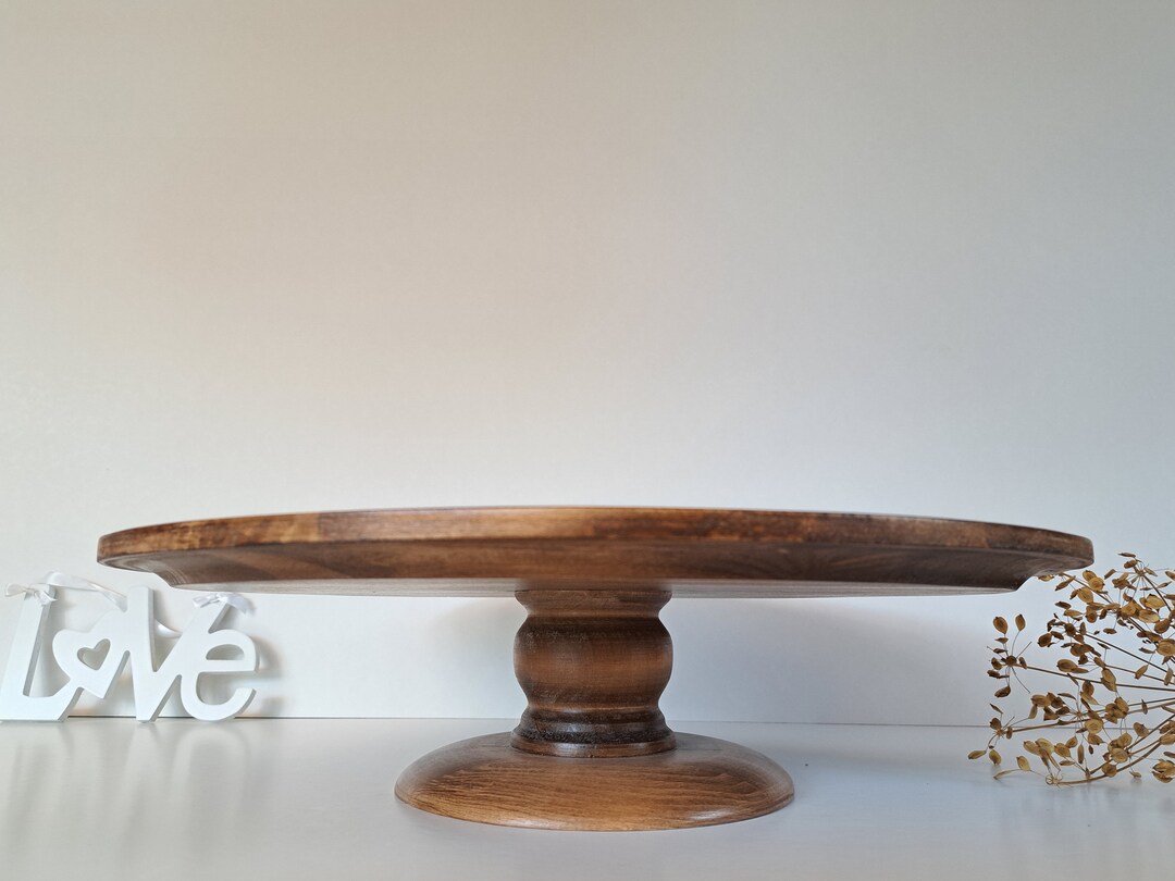 CAKE STAND Wood Wedding Brown Rustic Cake Plate 10/12/13/14/15.5/17/18 ...