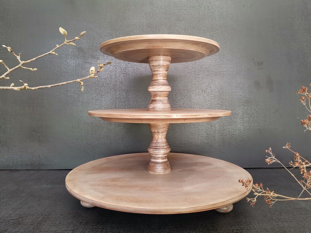 CAKESTAND TRAY 3-tiered, Wood, Wedding, Dessert Display, Cup Cake Stand ...