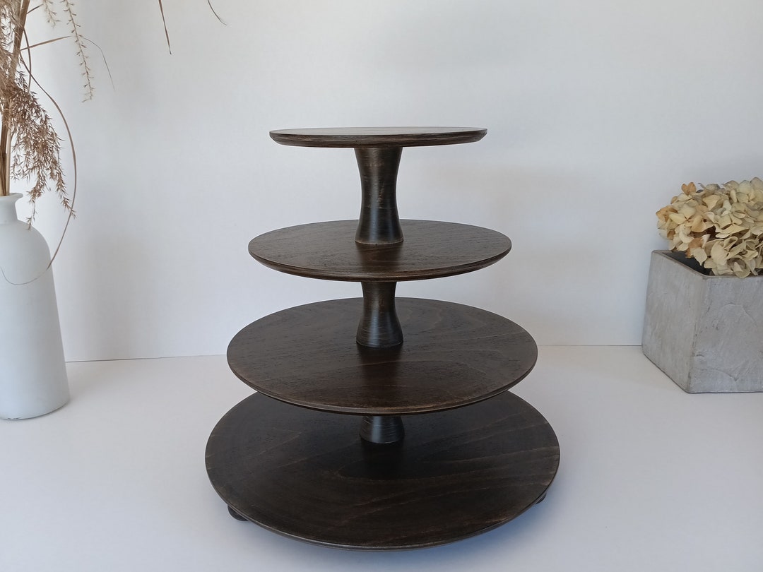 CAKESTAND TRAY 4-tiered Wood, Dessert Cup Cake Multitiered Stand Tray ...