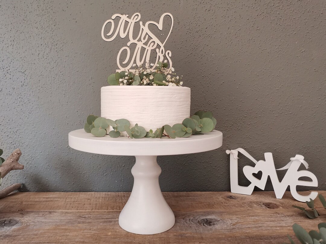 CAKE STAND Wood Wedding White, 10 Inch 25,5 Cm, Cake Platter, Cup-cake ...