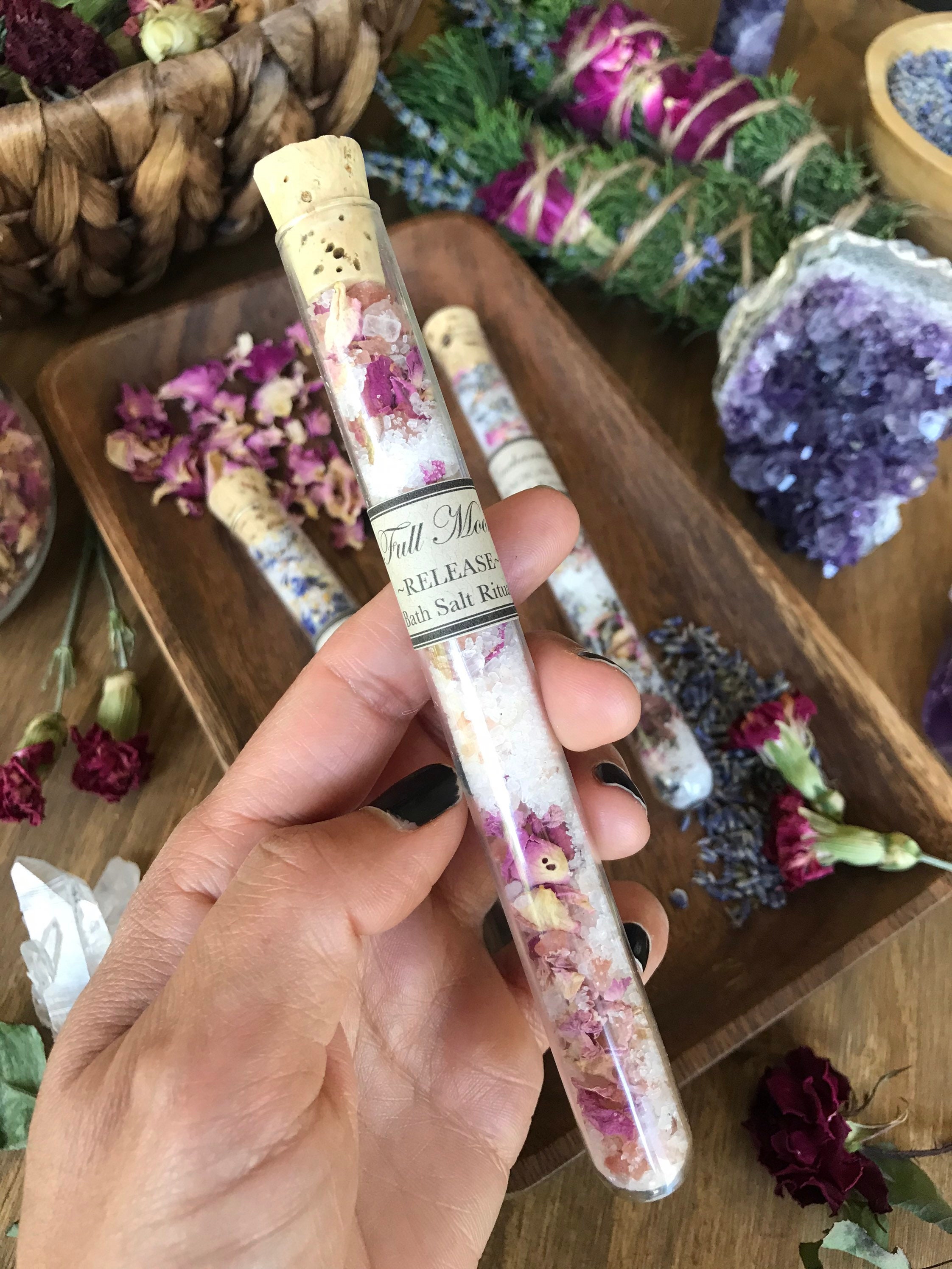 Moon Bath Salt Set Aromatherapy Ritual Rose Lavender | Etsy