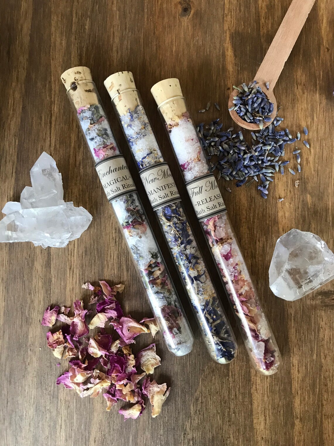 Moon Bath Salt Set Aromatherapy Ritual Rose Lavender | Etsy