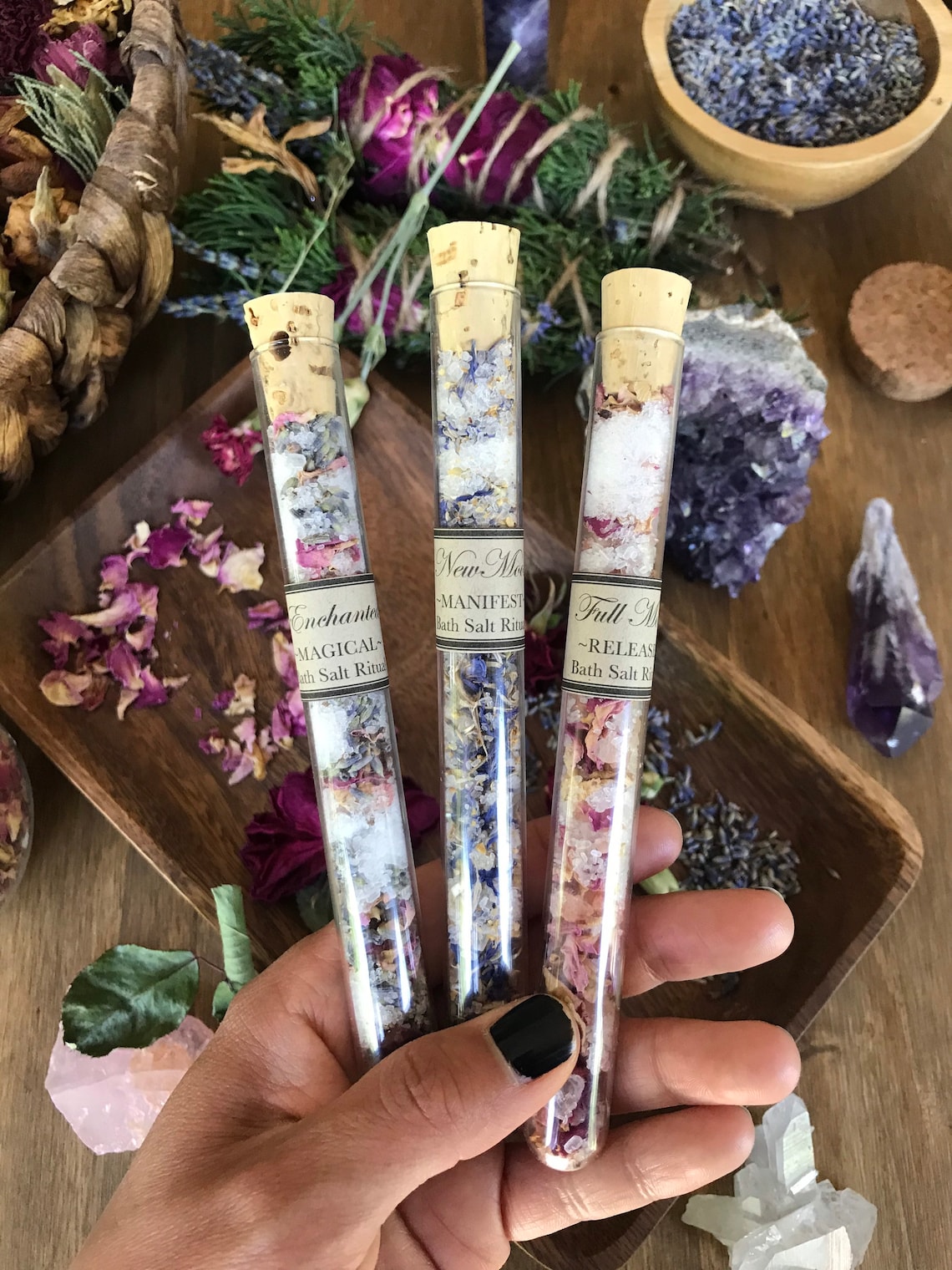 Moon Bath Salt Set Aromatherapy Ritual Rose Lavender | Etsy