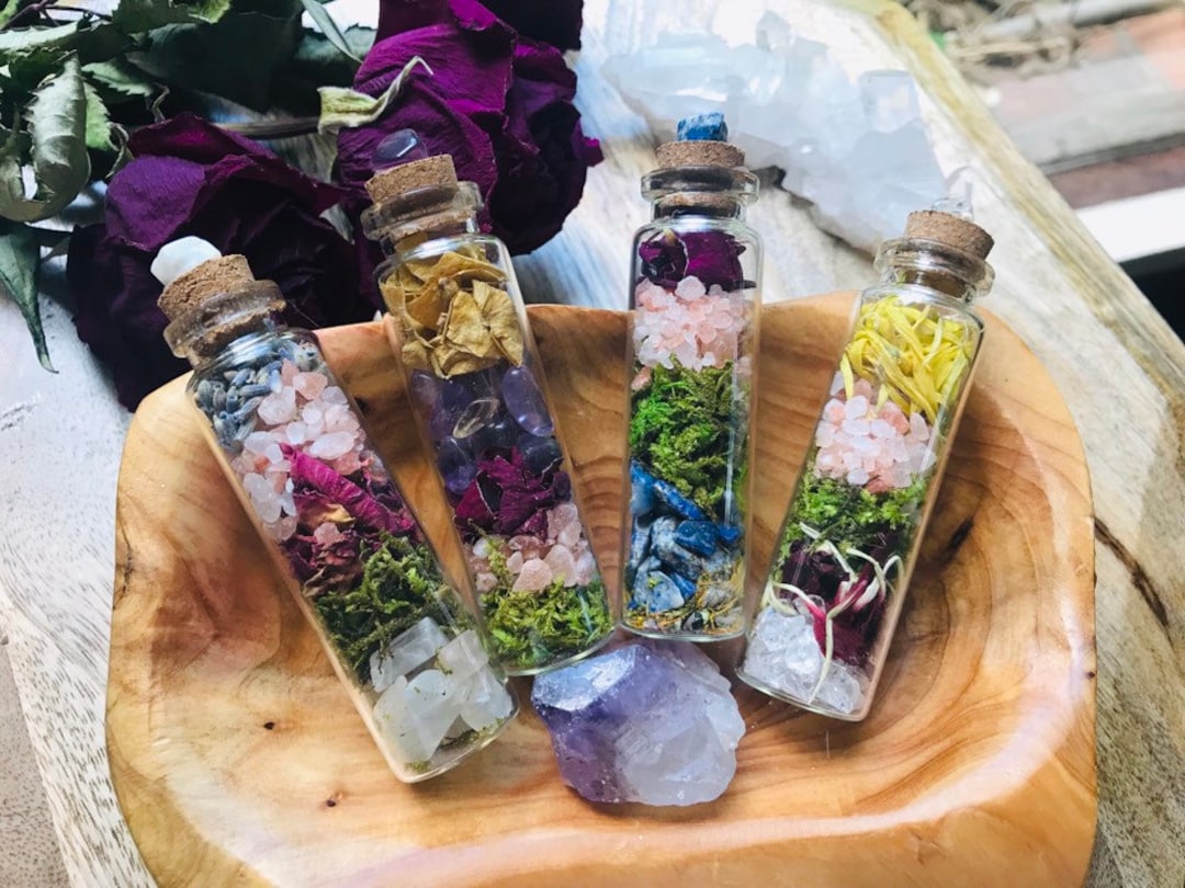 Crystal + Botanical Magical Altar Bottles * Birthday Gift * Crystal ...