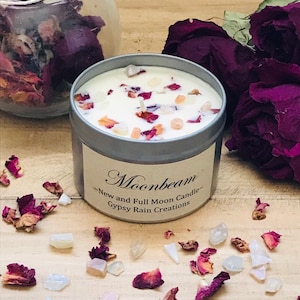 Moonbeam Essential Oil Candle * New Moon * Full Moon * Birthday * Christmas * Crystal Candle ...