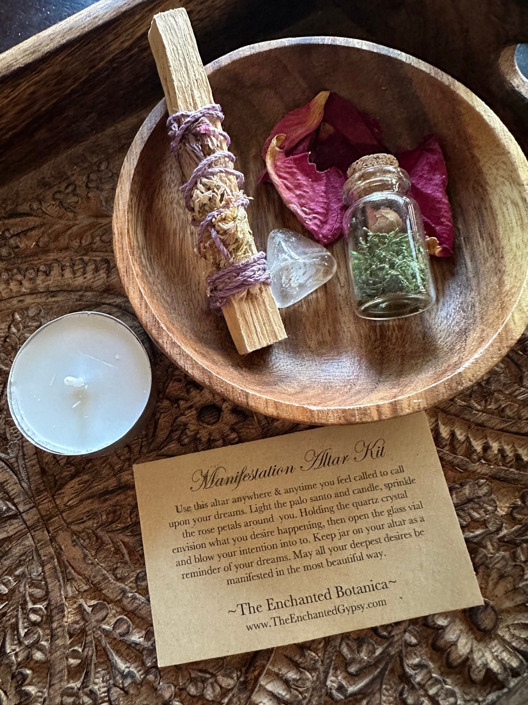 Manifestation Altar * Miniature Altar * Ritual * Palo Santo * Quartz ...