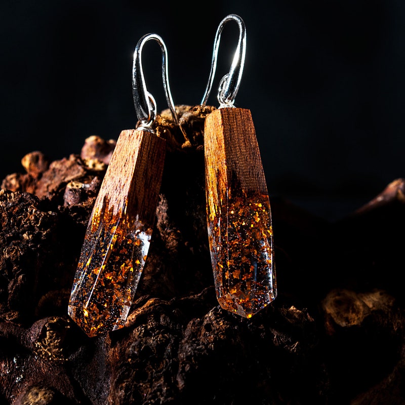 Wood Resin Earrings - Etsy