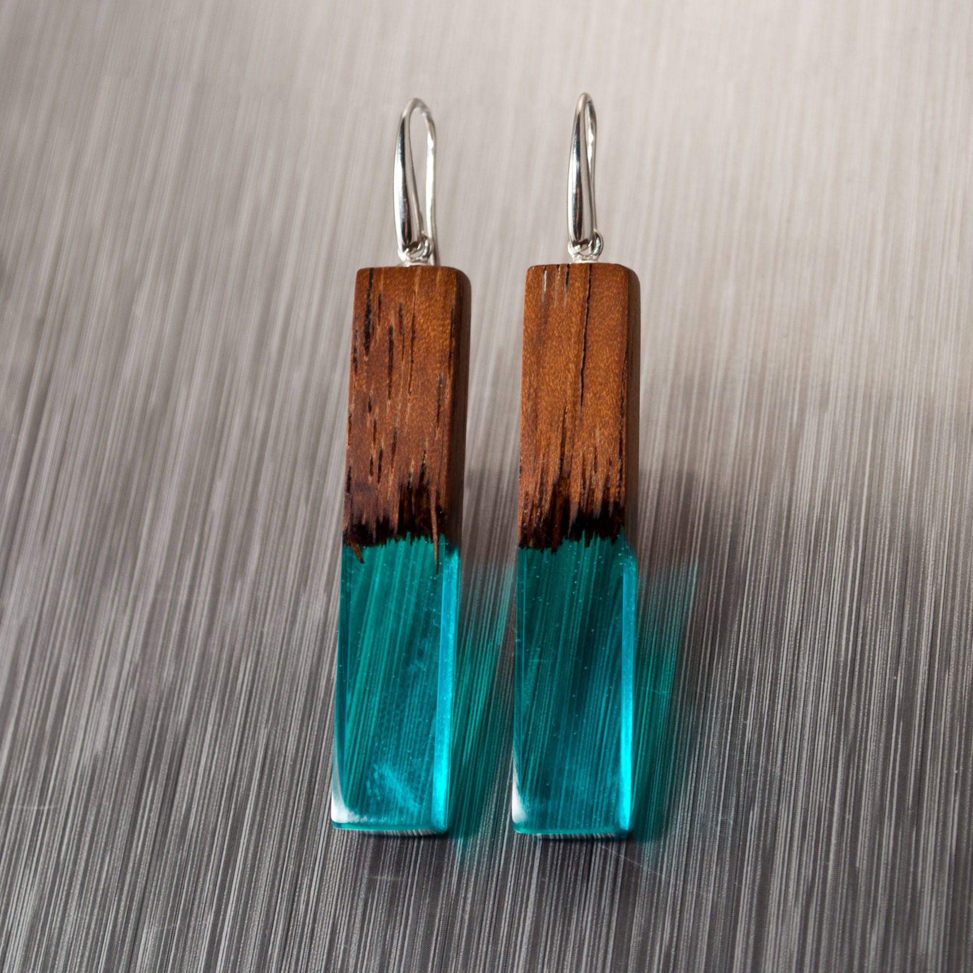 Earrings Made of Wood and Epoxy Resin With a Silver Clasp. A | Etsy