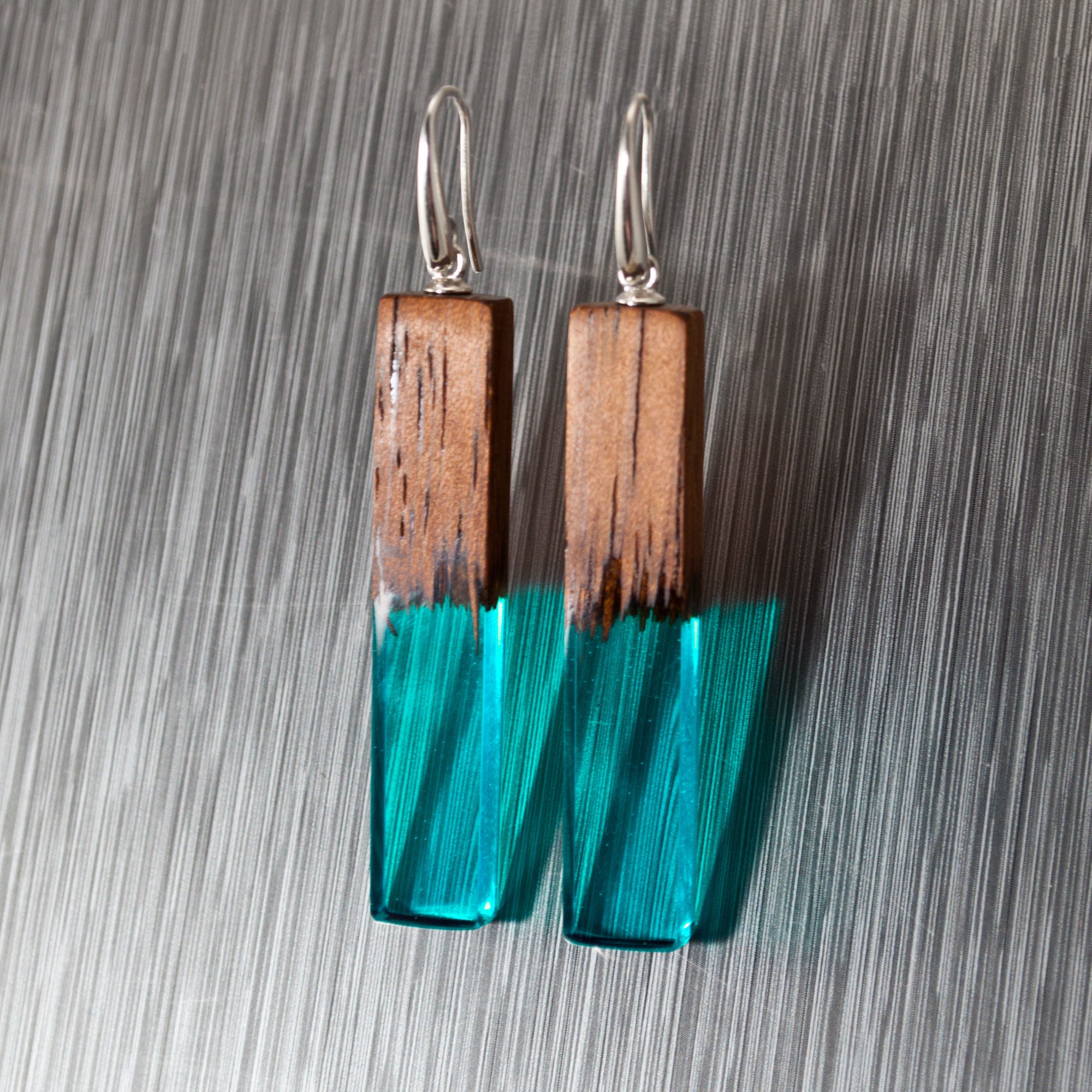 Earrings Made of Wood and Epoxy Resin With a Silver Clasp. A | Etsy