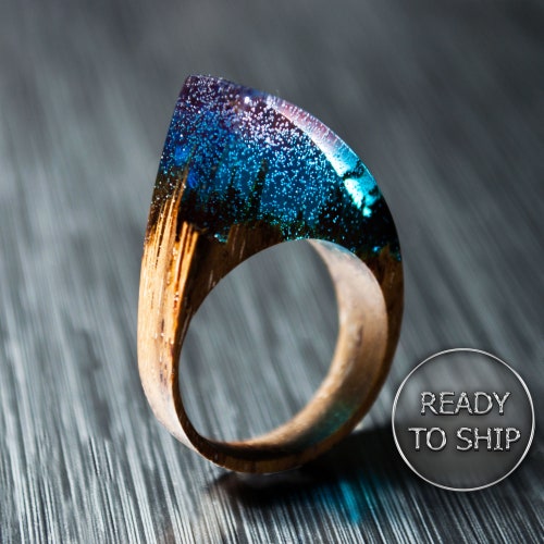 Statement Ring Made of Epoxy Resin and Exotic Wood Makes a - Etsy
