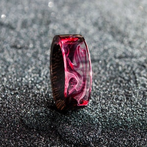 Wood Resin Band Handmade Resin Wood Ring Wedding Women Band Wooden Gift ...