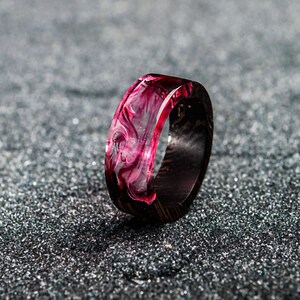 Wood Resin Band Handmade Resin Wood Ring Wedding Women Band Wooden Gift ...