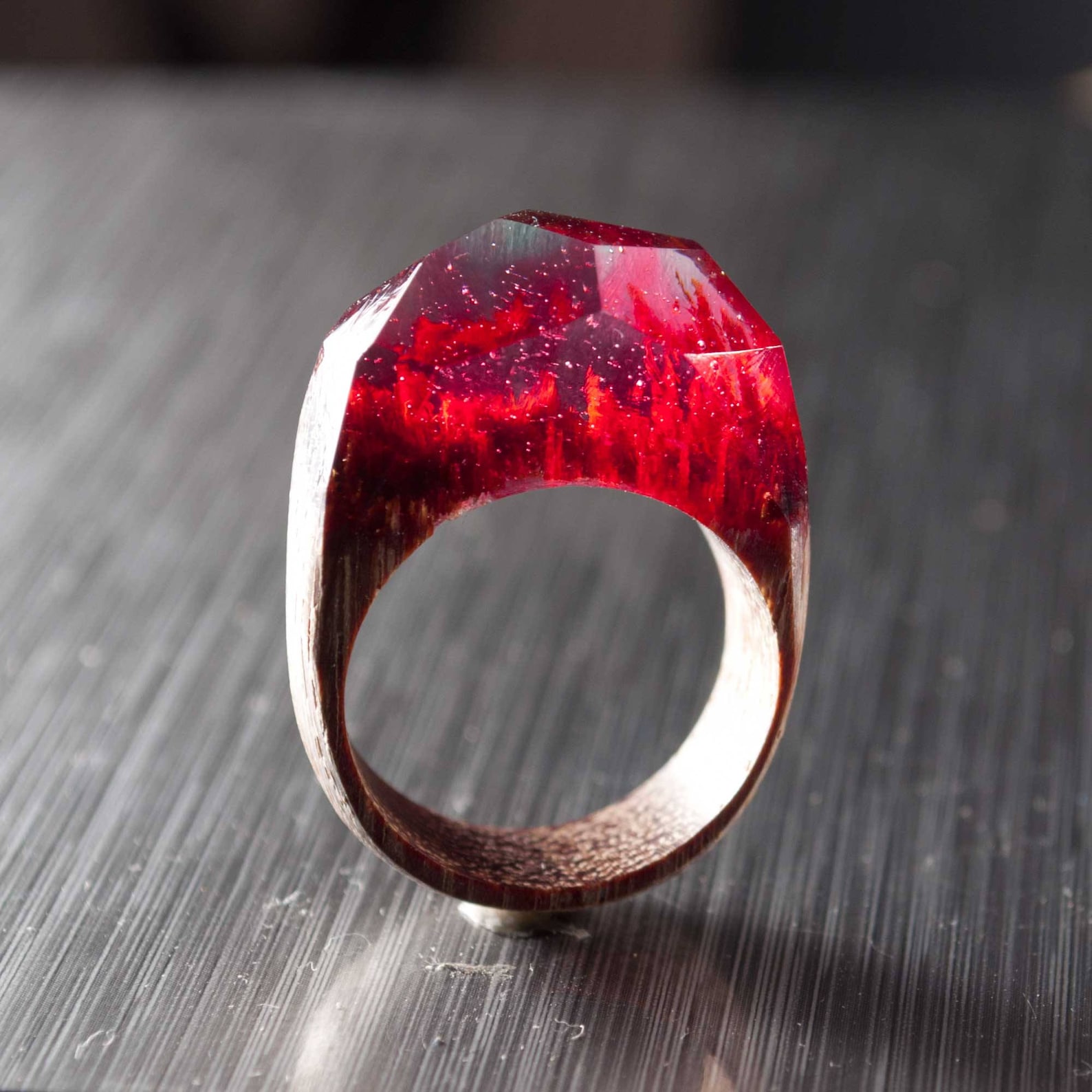 Wooden Ring Gifts for Women Red Ring Resin Ring Jewelry for - Etsy