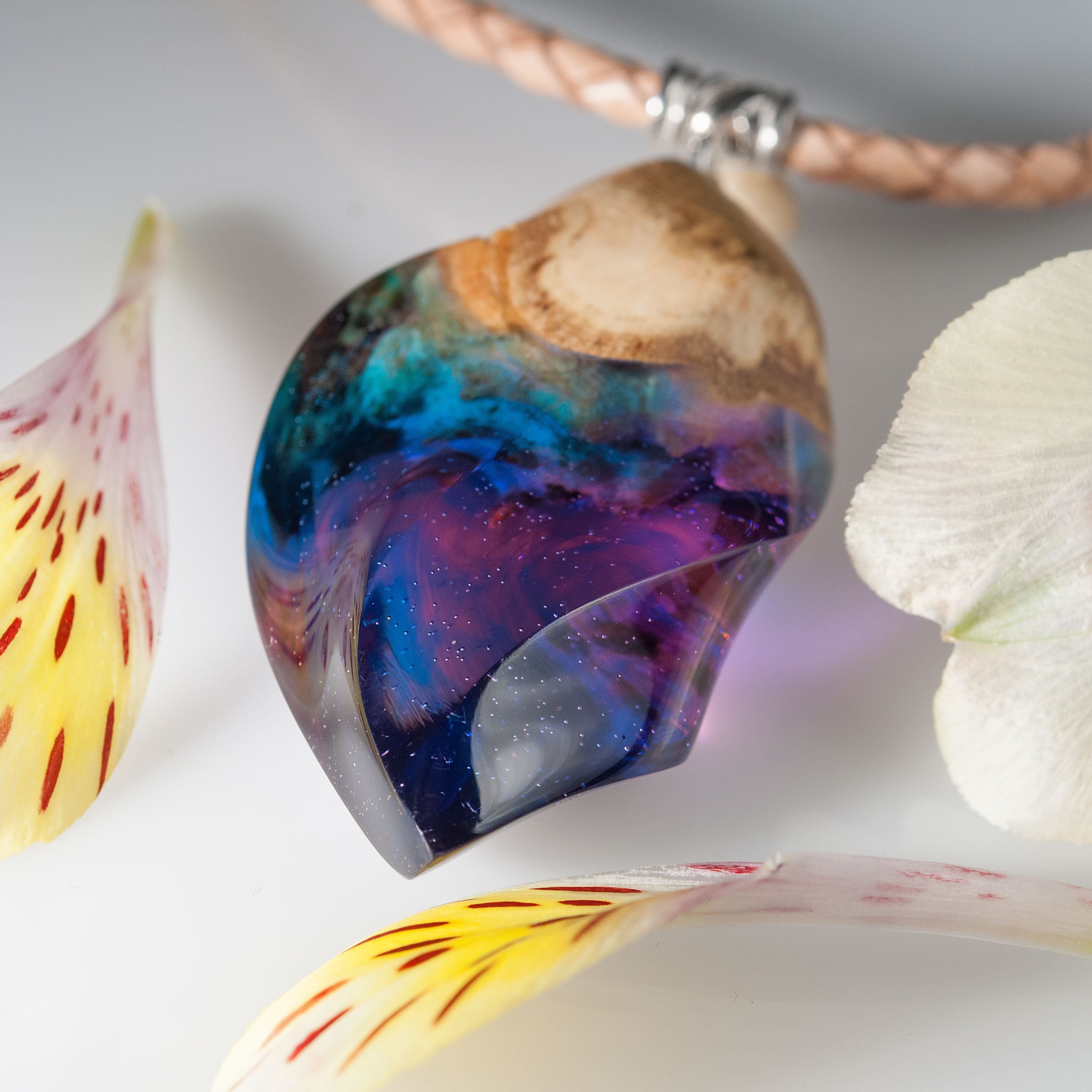 Boho Necklace Wood and Resin Jewelry for Women Art Resin | Etsy