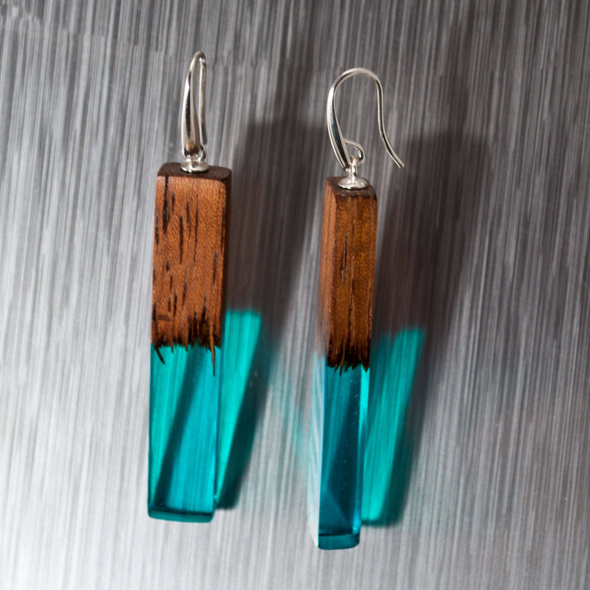Earrings Made of Wood and Epoxy Resin With a Silver Clasp. A | Etsy