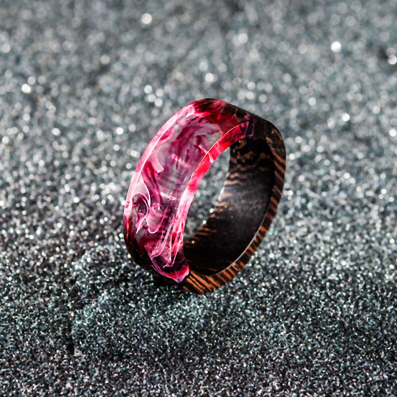 Wood Resin Band Handmade Resin Wood Ring Wedding Women Band - Etsy