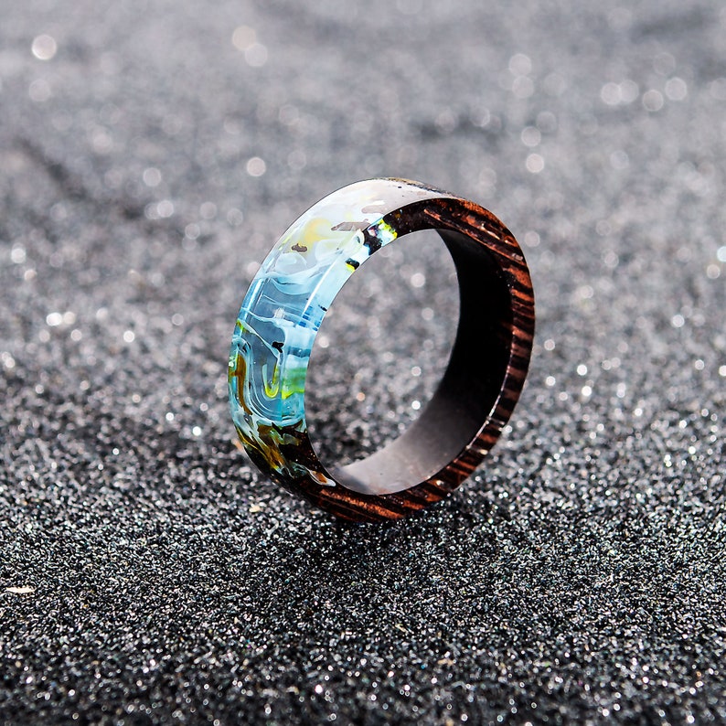 Wood Resin Band Handmade Resin Wood Ring for Women and for Men - Etsy