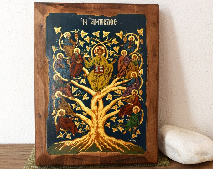 The Tree of Life Handmade Greek Orthodox Icon, Jesus Christ With ...