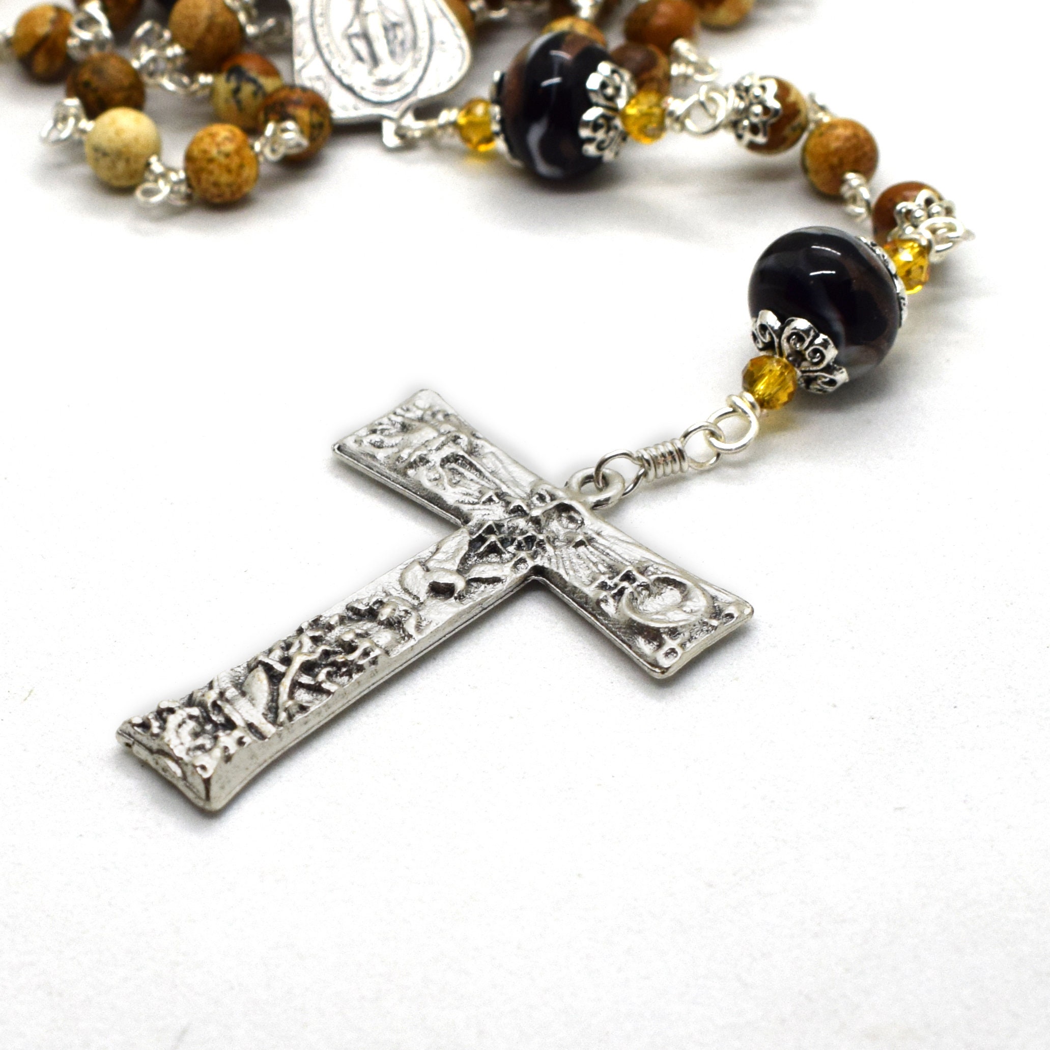 St. Francis Rosary: Gemstone Beads, Murano Glass, Italian Catholic Gift ...