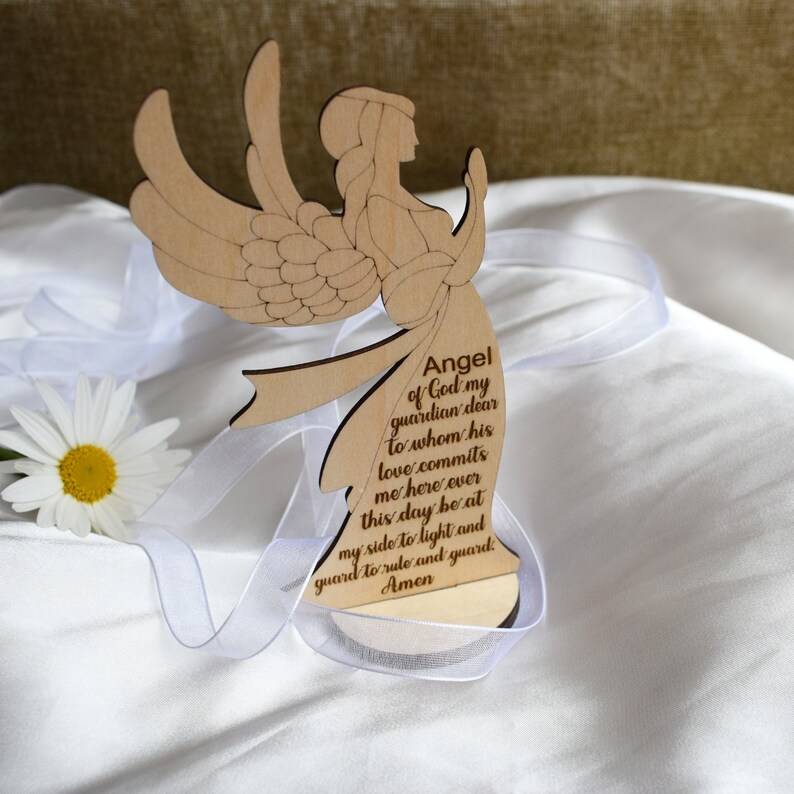 Guardian Angel Prayer Wood Stand Personalized Party Favor - Etsy