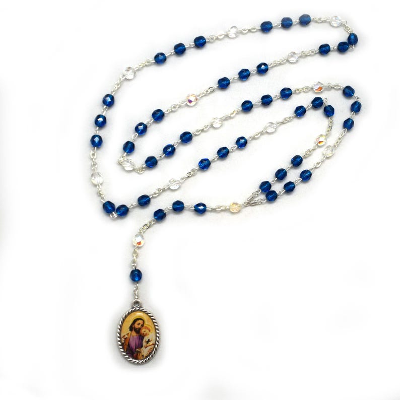 Handmade St Joseph Chaplet: Aurora Borealis Crystal Rosary - Etsy