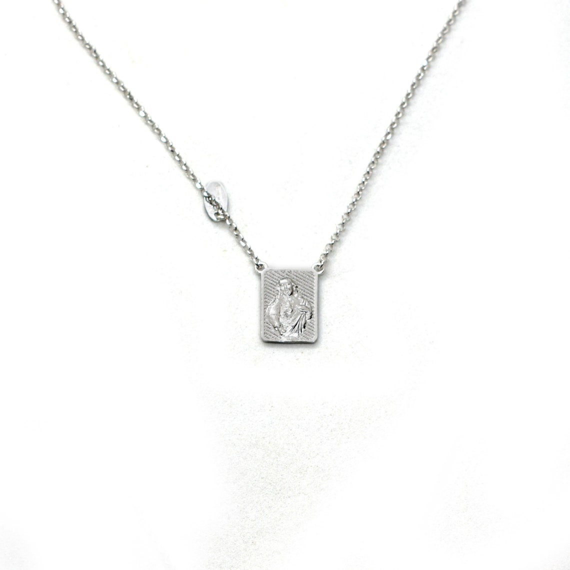 Sterling Silver Scapular Chain Necklace Rhodium-plated 925 - Etsy