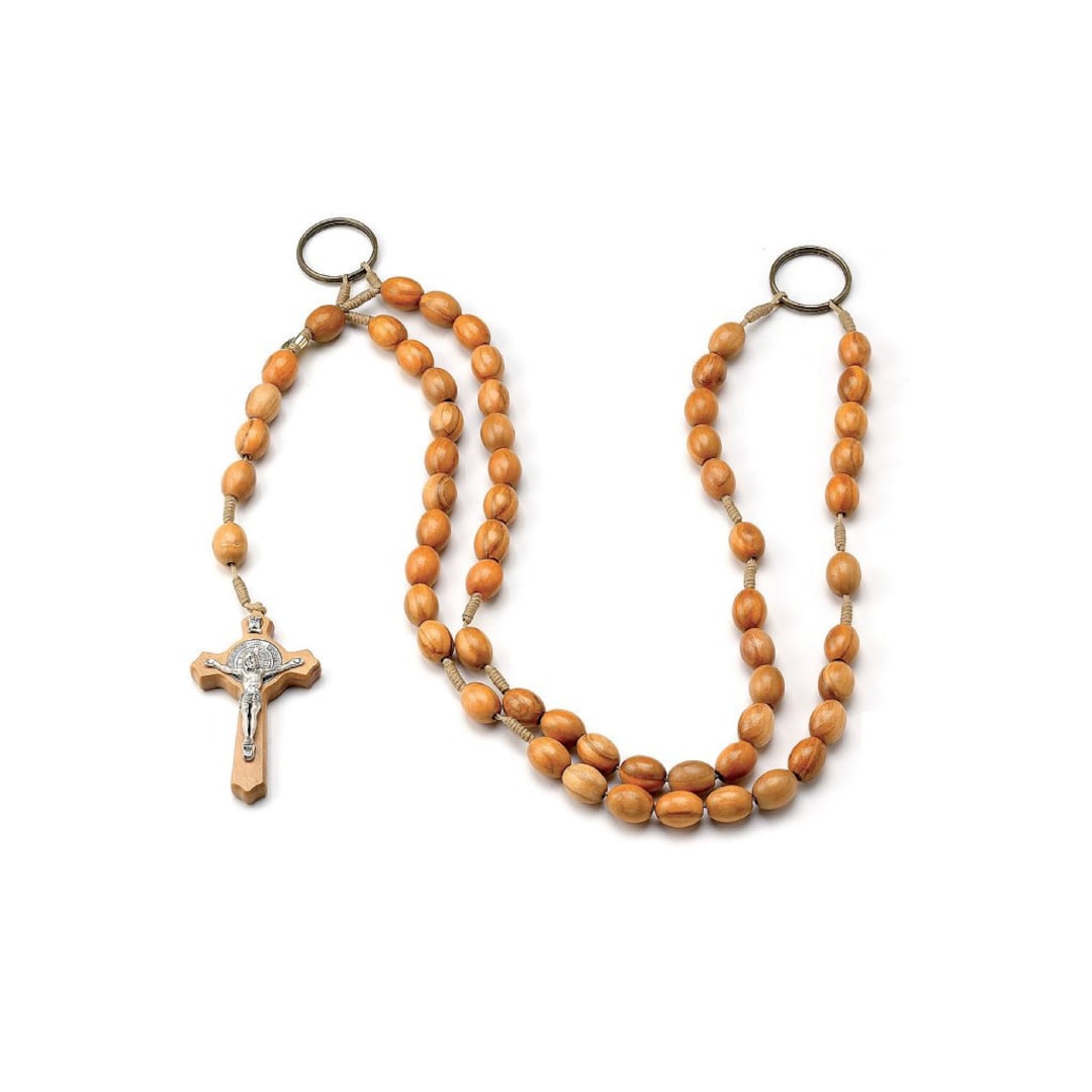 Handmade Olive Wood Belt Rosary: St. Benedict Crucifix, Italian Corded ...