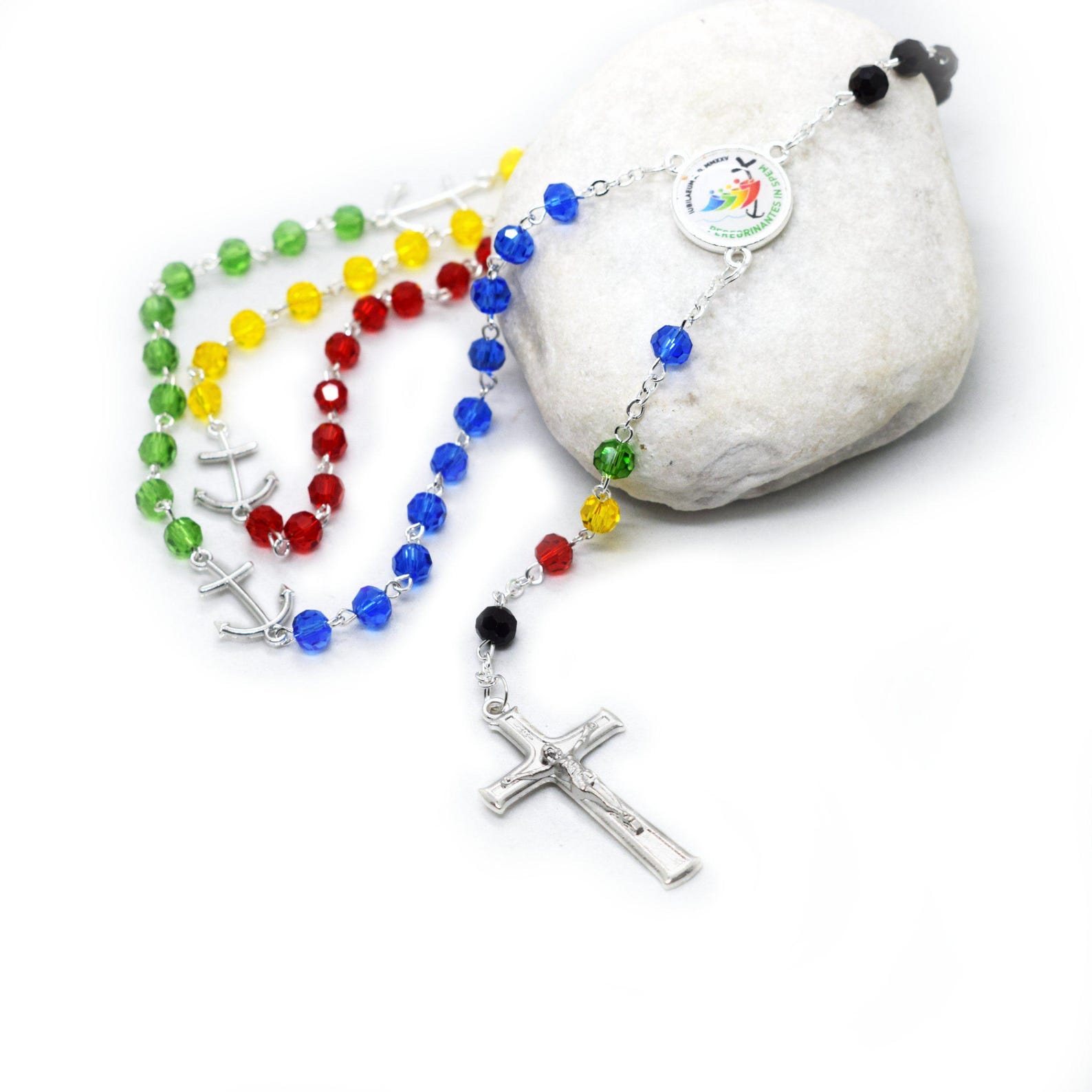 Pilgrims' Jubilee Rosary: Italian Crystal Beads, Anchor Pater ...