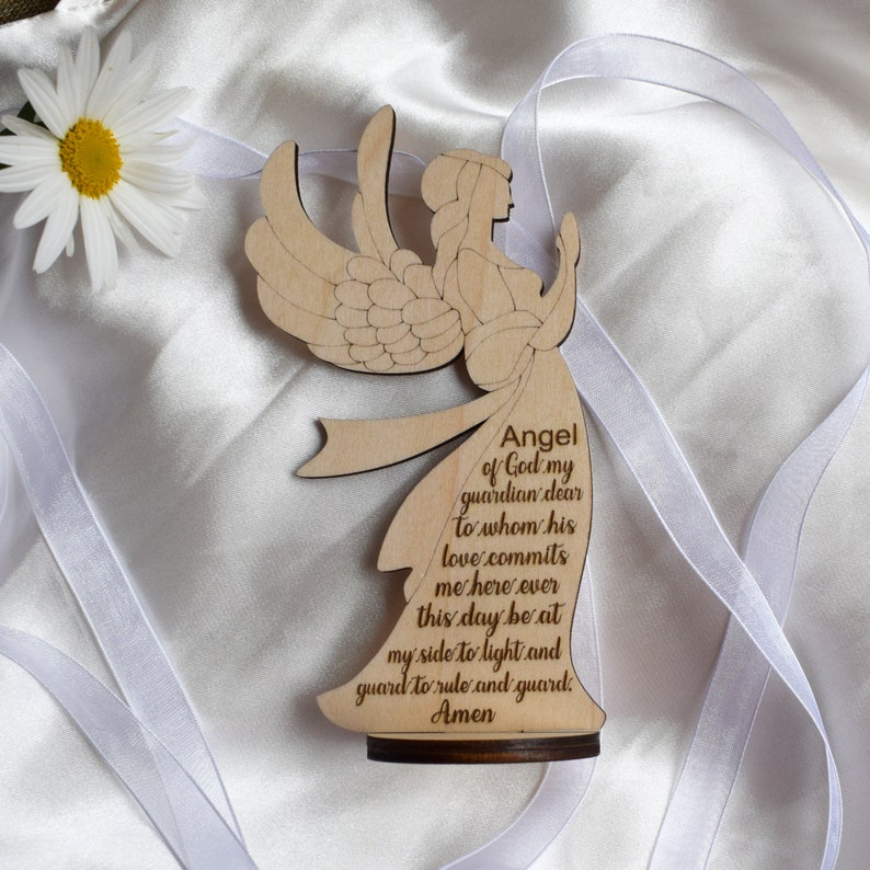 Guardian Angel Prayer Wood Stand Personalized Party Favor - Etsy