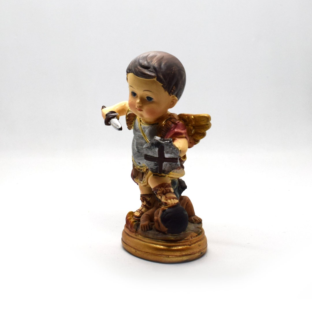 St Michael Resin Statue, Saint Michael the Archangel Mini Statue ...