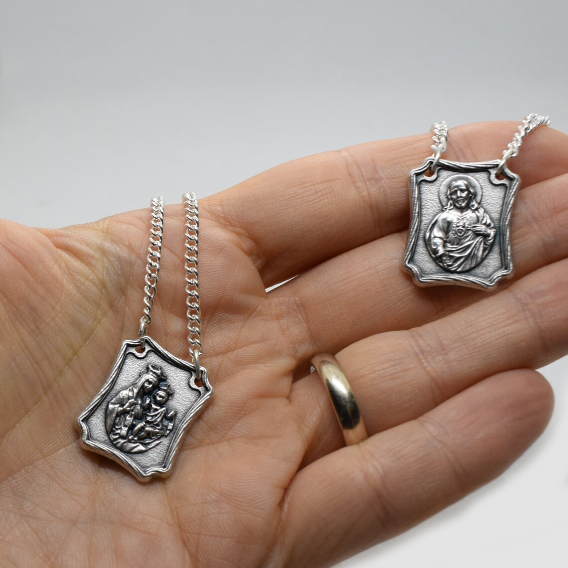 Scapular Chain Necklace Virgin of Carmel Our Lady of Mount - Etsy