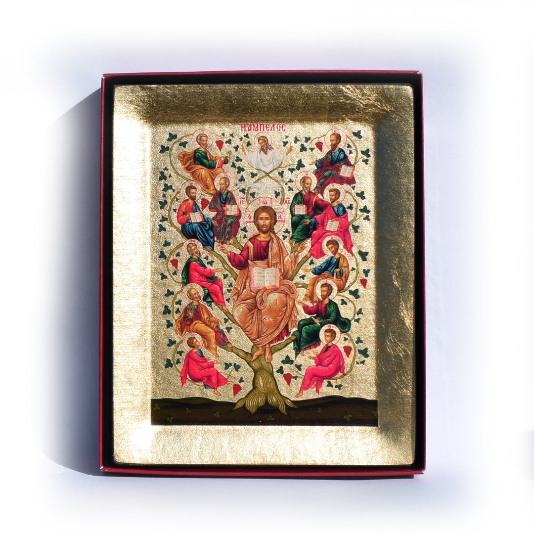 Handmade Tree of Life Icon: Jesus Christ, Apostles, Byzantine Art - Etsy