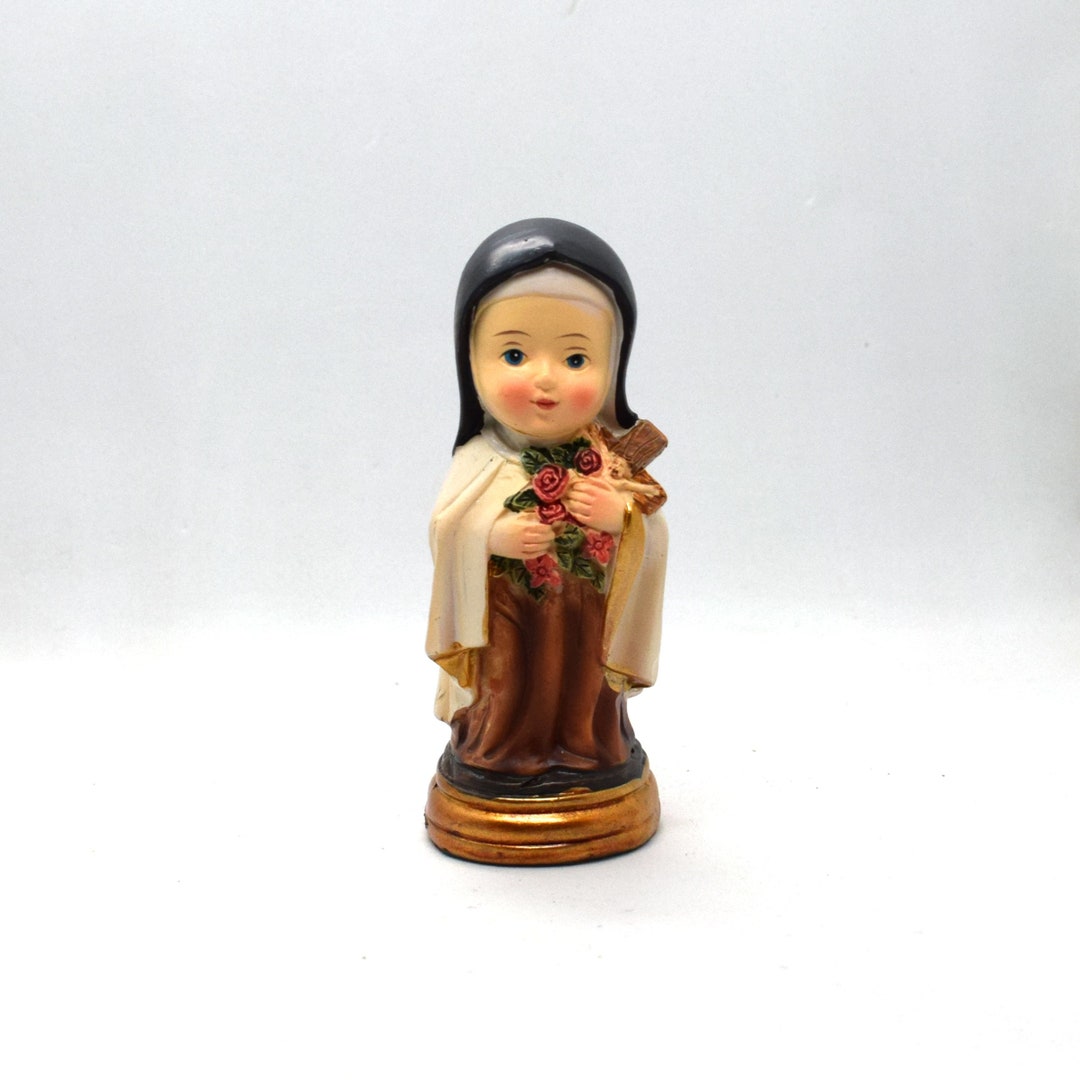 Saint Therese of Lisieux Resin Statue, St. Therese Mini Statue, Italian Pocket Statue, Miniature ...