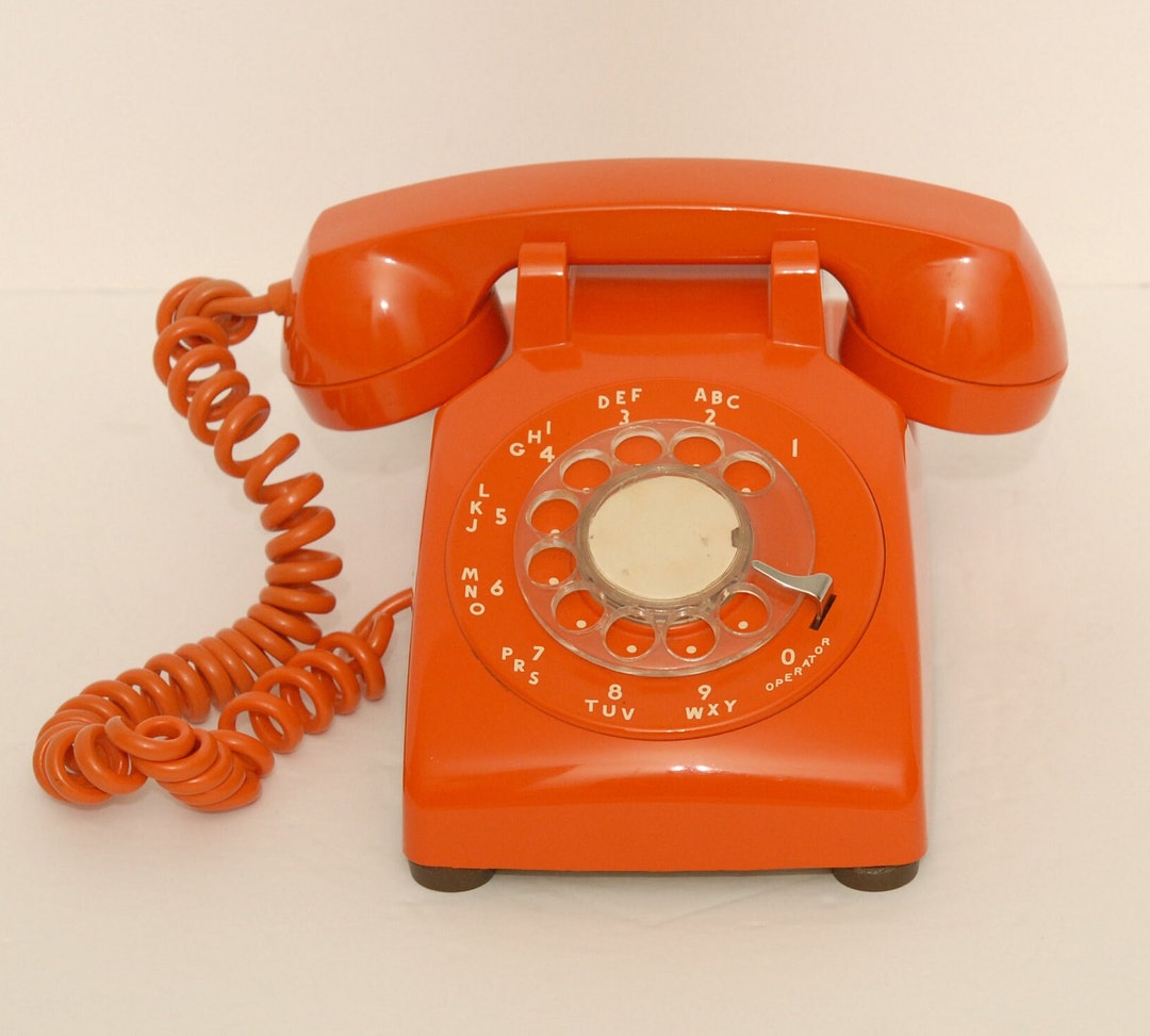 Vintage Retro 1970s Orange Rotary Telephone - Near Mint Original ...
