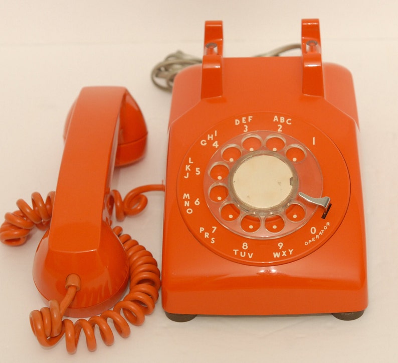 Vintage Retro 1970s Orange Rotary Telephone - Near Mint Original ...