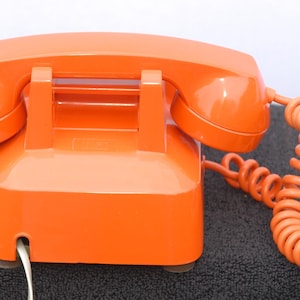 Vintage Retro 1970s Orange Rotary Telephone - Near Mint Original ...