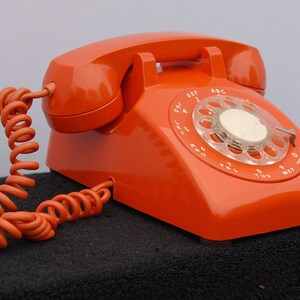Vintage Retro 1970s Orange Rotary Telephone - Near Mint Original ...