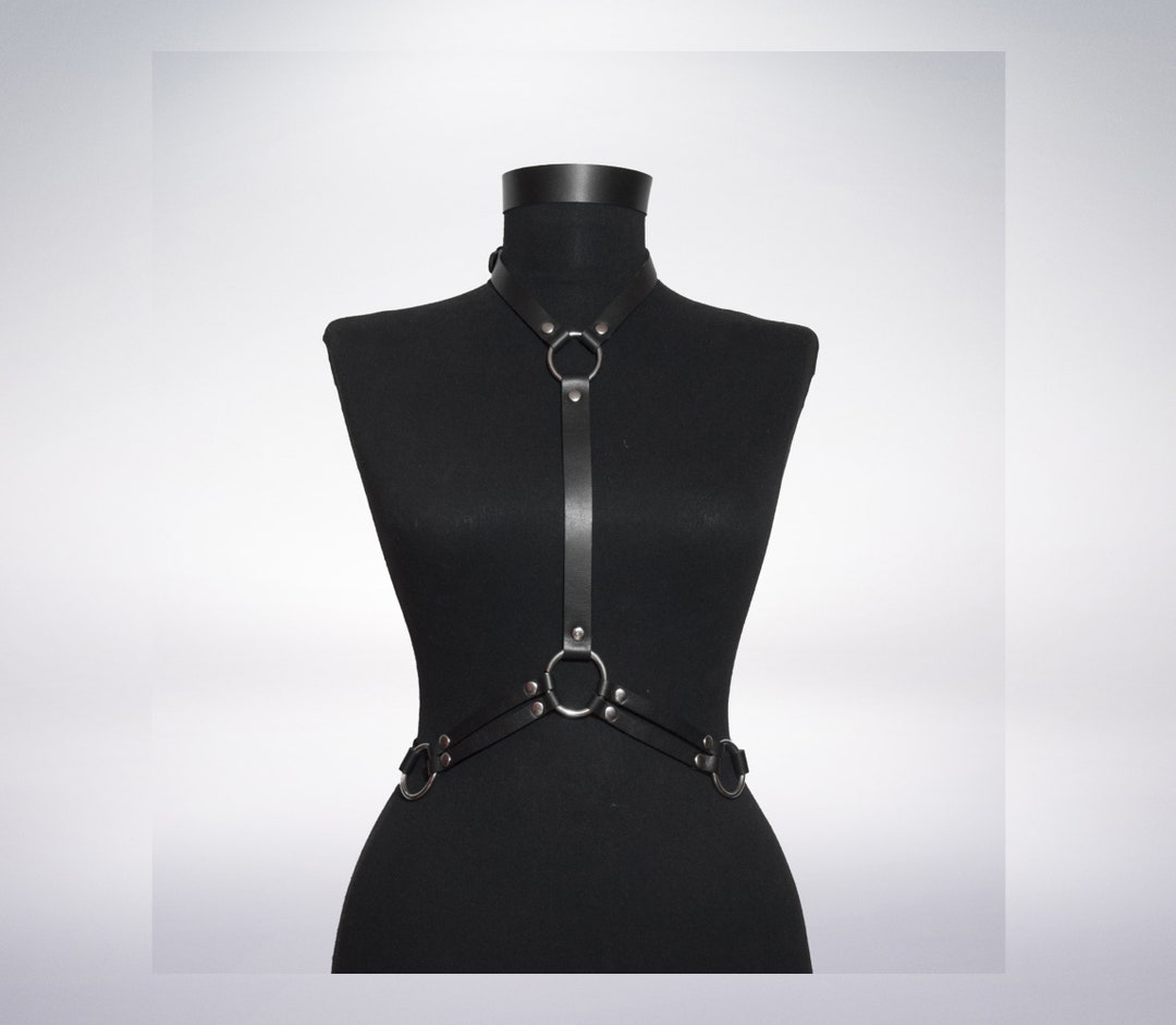 Black Leather Body Fashion Harness Plus Size Harness for - Etsy