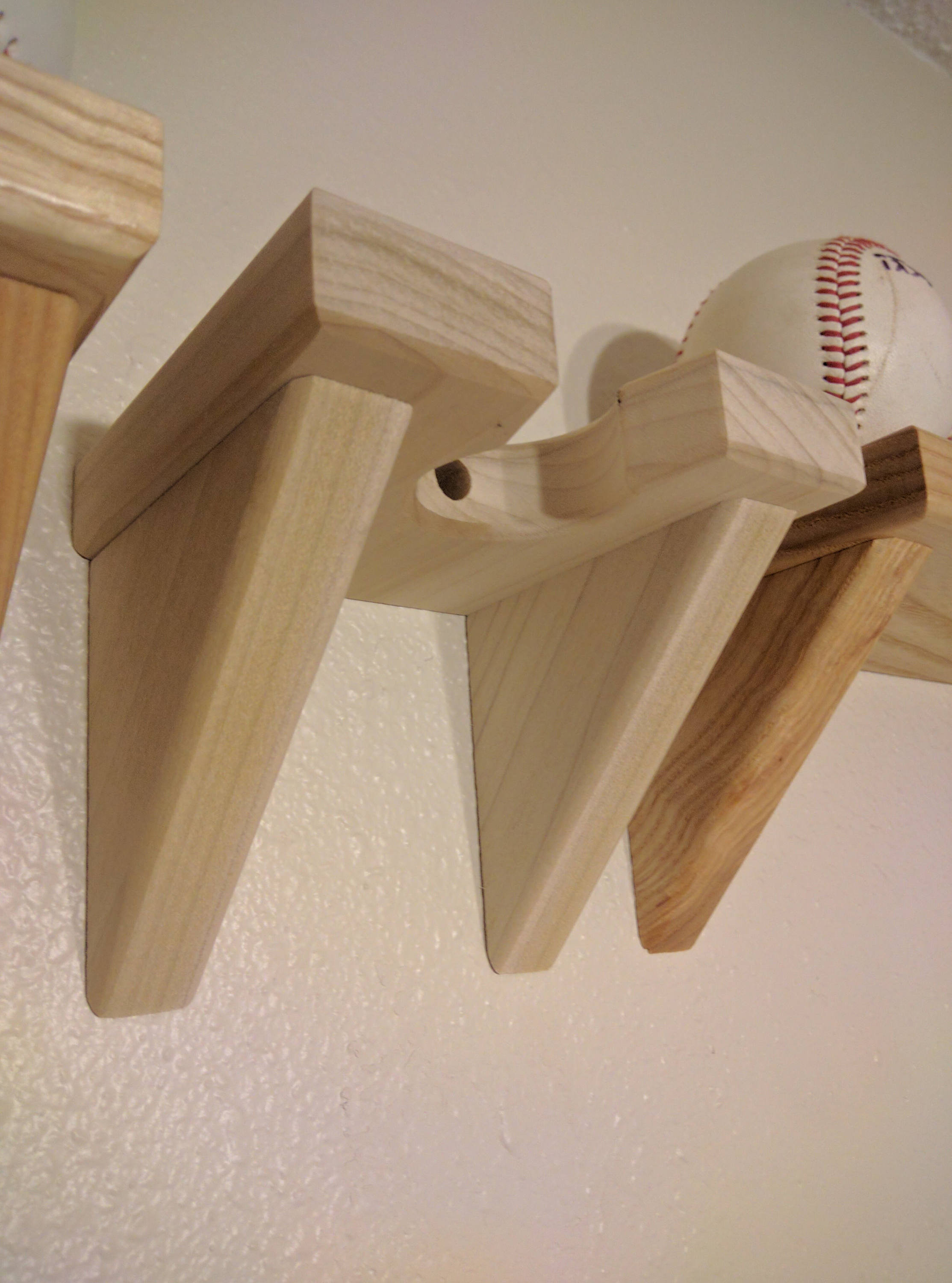 Baseball Bat Display Rack for One Bat, Unfinished Solid Poplar Wood ...