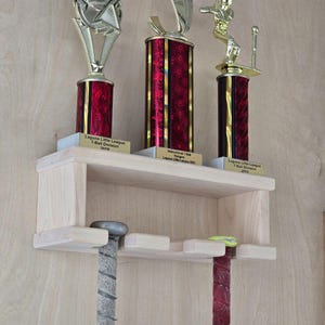 Baseball Bat Wall Display With Trophy Shelf, Any Size - Etsy