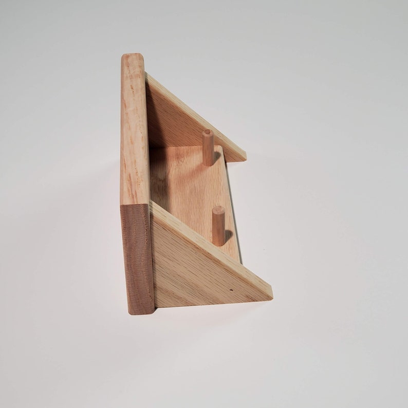 8 Inch Key Holder Shelf With Pegs Unfinished Red Oak Wood - Etsy
