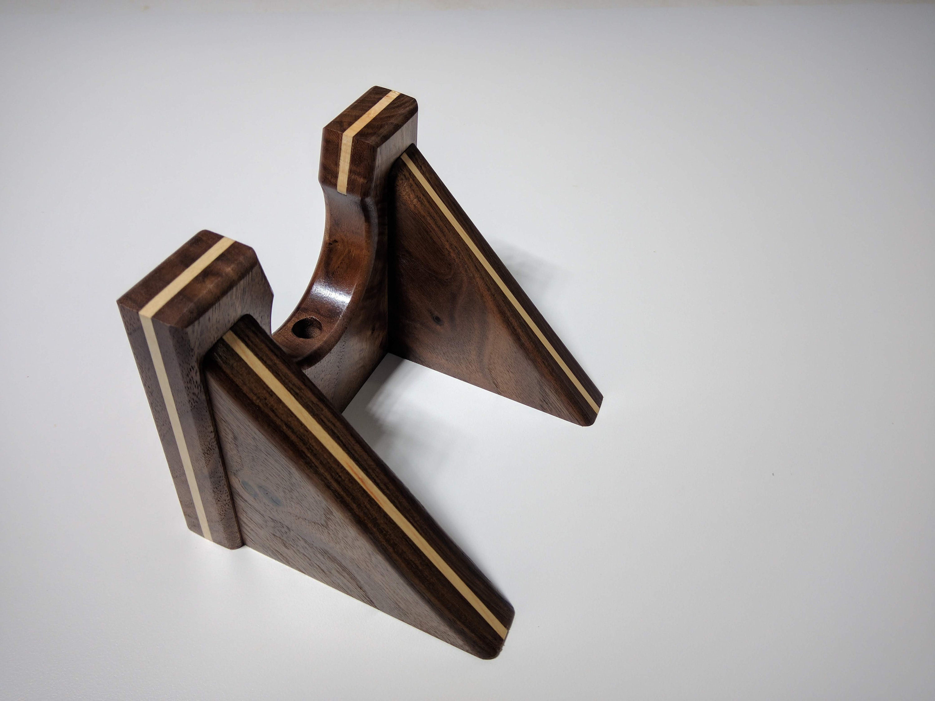 Guitar Hanger Walnut With Maple Inlay Wall Mount Instrument - Etsy