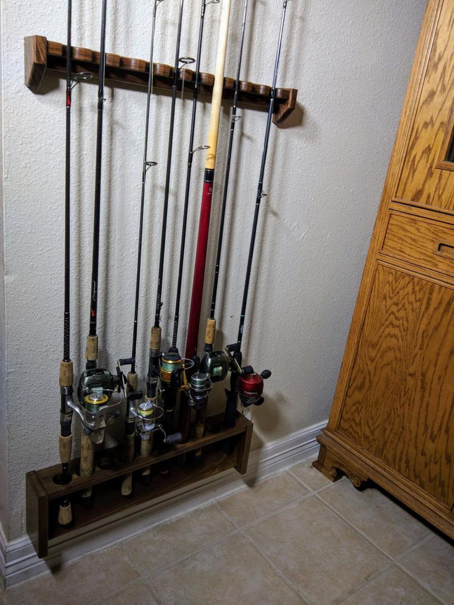 Vertical Fishing Rod Rack Solid Walnut Wood Pole Holder - Etsy