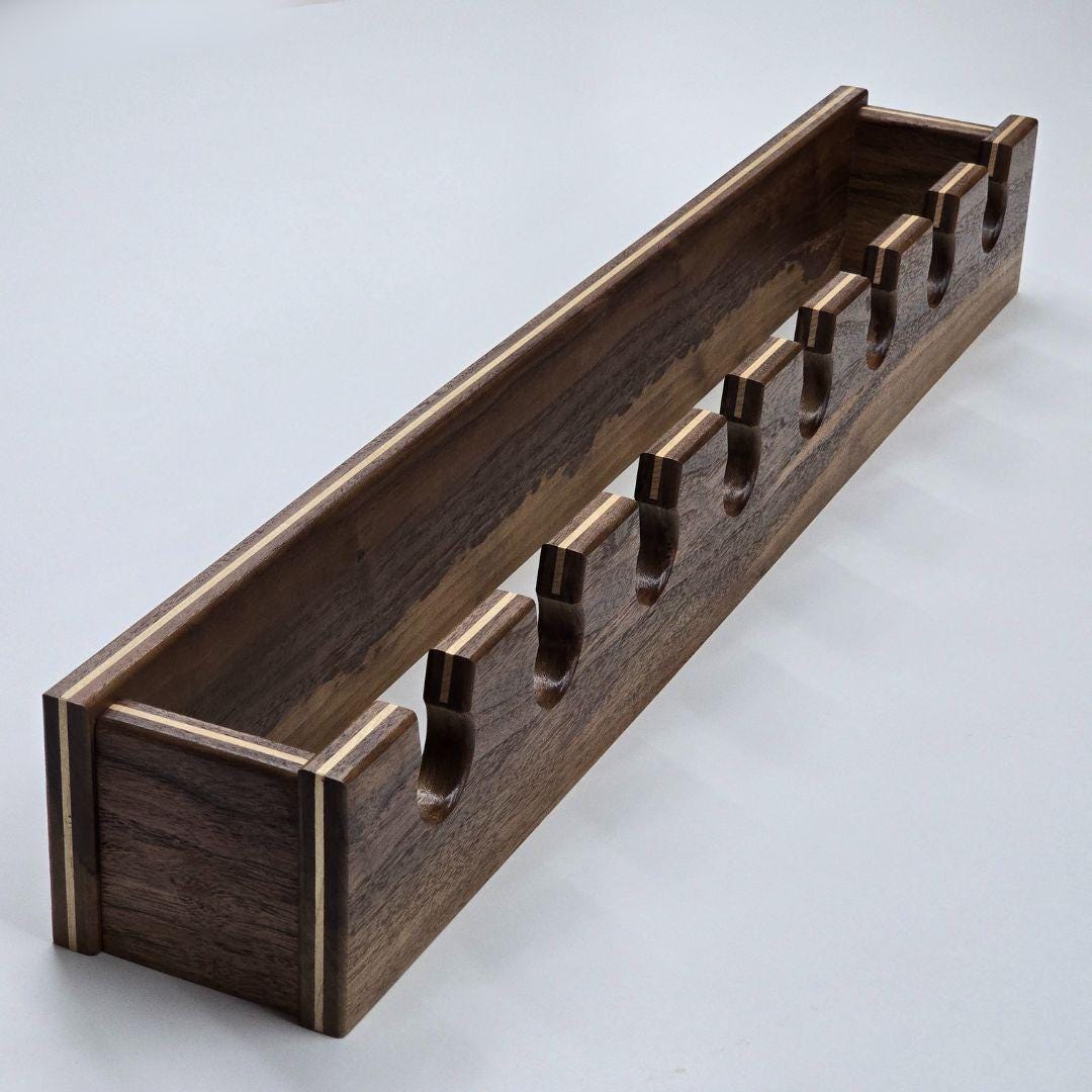 Baseball Bat Wall Display Shelf Unit, Solid Walnut Wood With Solid ...