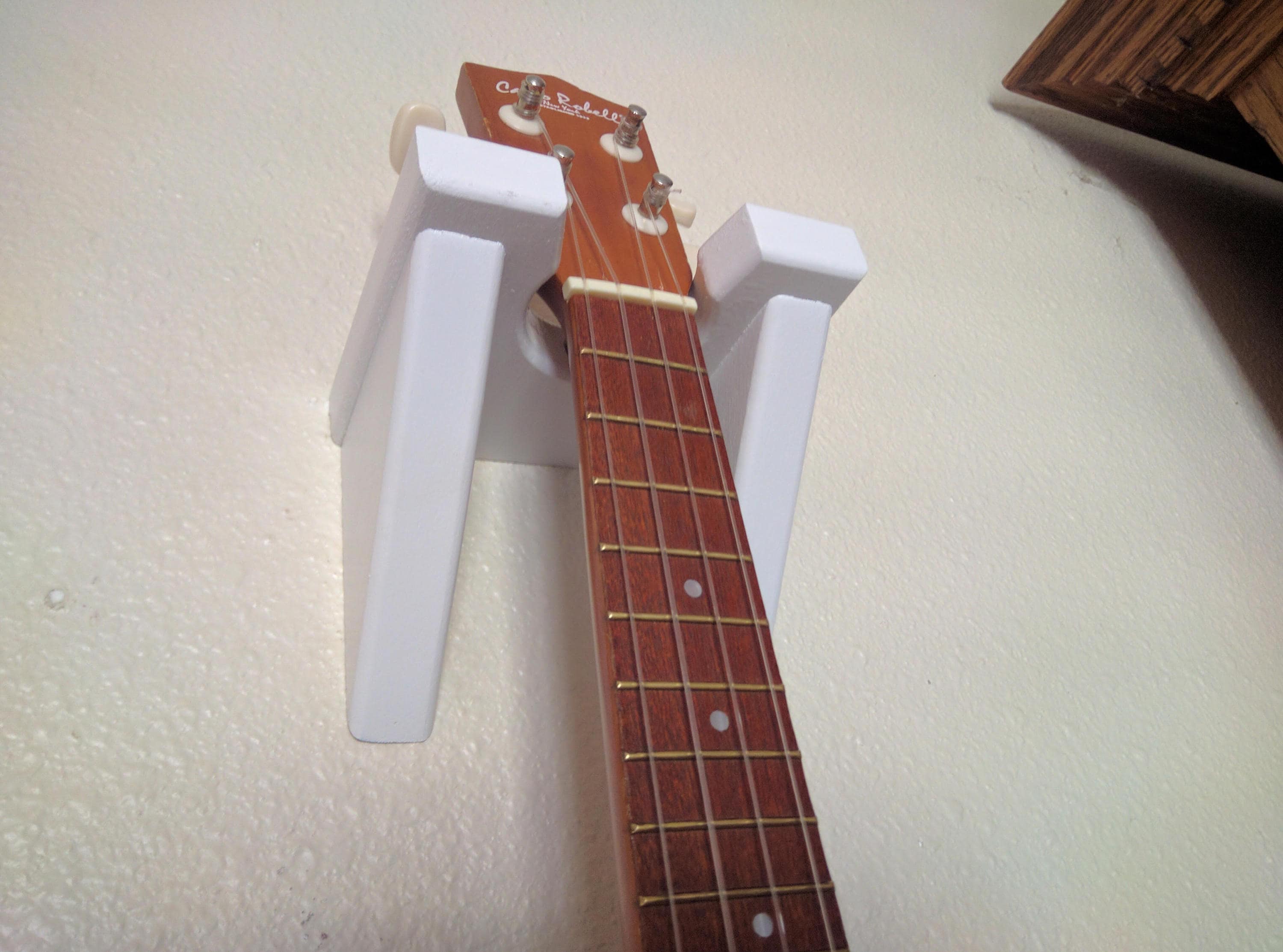 White Ukulele Wall Hanger, Vertical Mount Mandolin Storage Hook ...